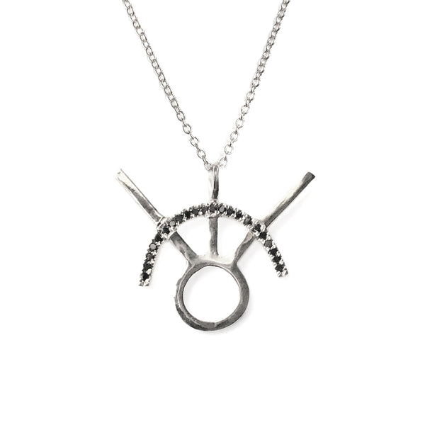 Alchemy Symbol Necklace Air with silver and black diamonds – Lady J Jewelry