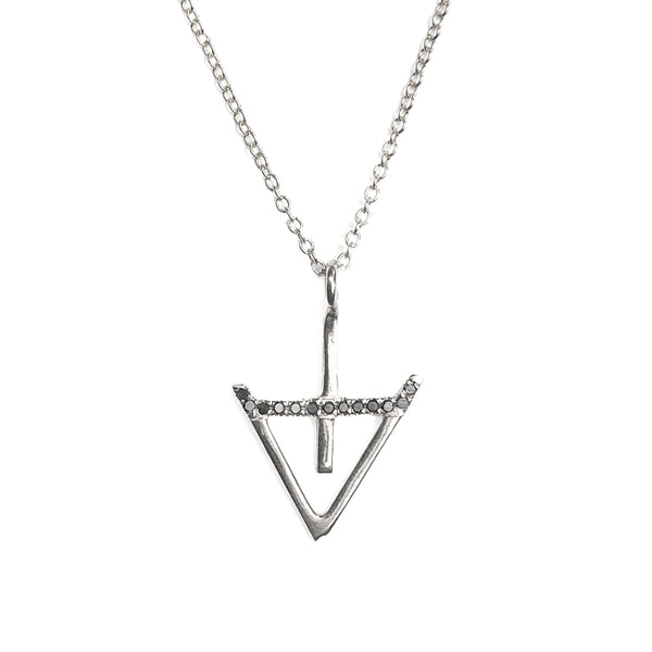 Alchemy Water Symbol Necklace in Silver with black diamonds – Lady J ...
