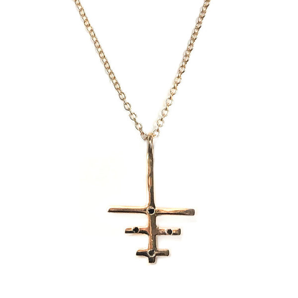 Alchemy Earth Symbol in 14K gold and black diamonds – Lady J Jewelry